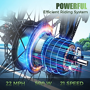 ANCHEER 27.5'' Electric Bike 500W(Peak 750W) Electric Mountain Bike, 55 Miles Range & 22 MPH, 3H Fast Charge, 48V/10.4Ah Removable Battery, Electric Bike for Adult 21 Speed Incl. Free Bike Lock