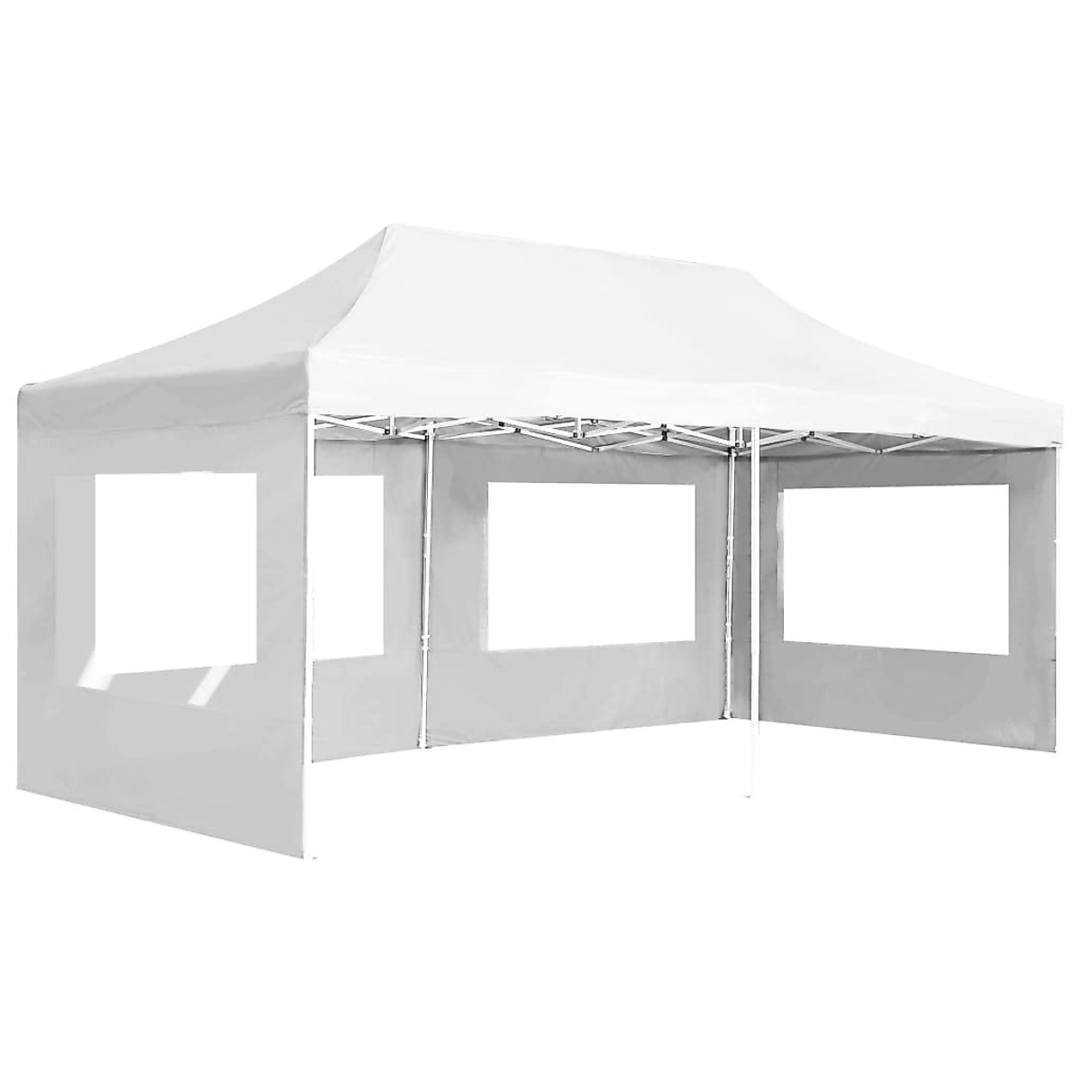 Professional Folding Party Tent with Walls Aluminum,Fruit Stand Gazebo,Deck Gazebo,Camping Gazebo,Hardtop Gazebo,Featuring a Folding Design,for Barbeque, Patio,Garden Party,Markets,19.7'x9.8' White