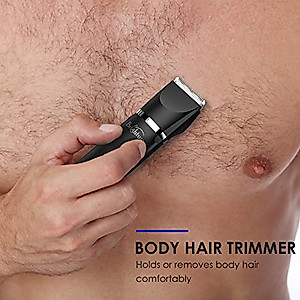 Brightup Electric Razor Trimmer for Men - 4 Replaceable Blade Heads & Storage Bag - IPX7 Waterproof Wet/Dry Pubic Ball Nose Body Hair Facial Shaver with LED Light - Ideal Mens Gifts, YP-7017