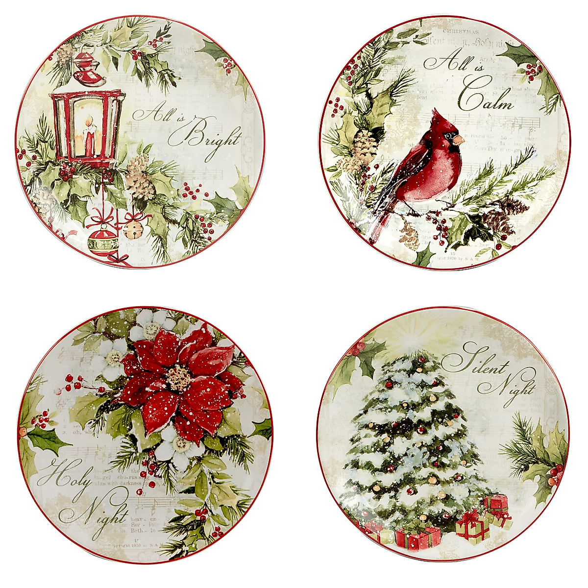 Certified International Silent Night 9" Salad/Dessert Plates, Medium, Multicolor, Set of 4