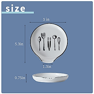 GDCZ Ceramic Spoon Rest for kitchen Counter - 5 Inches Heat Resistant Spoon Holder for Stove Top, Modern Spoon for Farmhouse, Cooking Utensil Rest, Kitchen Accessories Gifts, (White, 1 Pack)