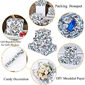 100 Sheets 20 * 14 Inches Christmas Tissue Paper for Gift Bags, Holly Berry Printed Tissue Paper for Gift Wrapping, Xmas Decorative Tissue for Birthday Wedding Winter Holidays DIY Craft