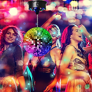 Rotating Motor for Disco Ball-chmakmt 5RPM Electric Motor with LED Lights for Mirror Disco Ball,Christmas Party DJs Bands Pubs Weddings Banquets Birthday Party Decorate