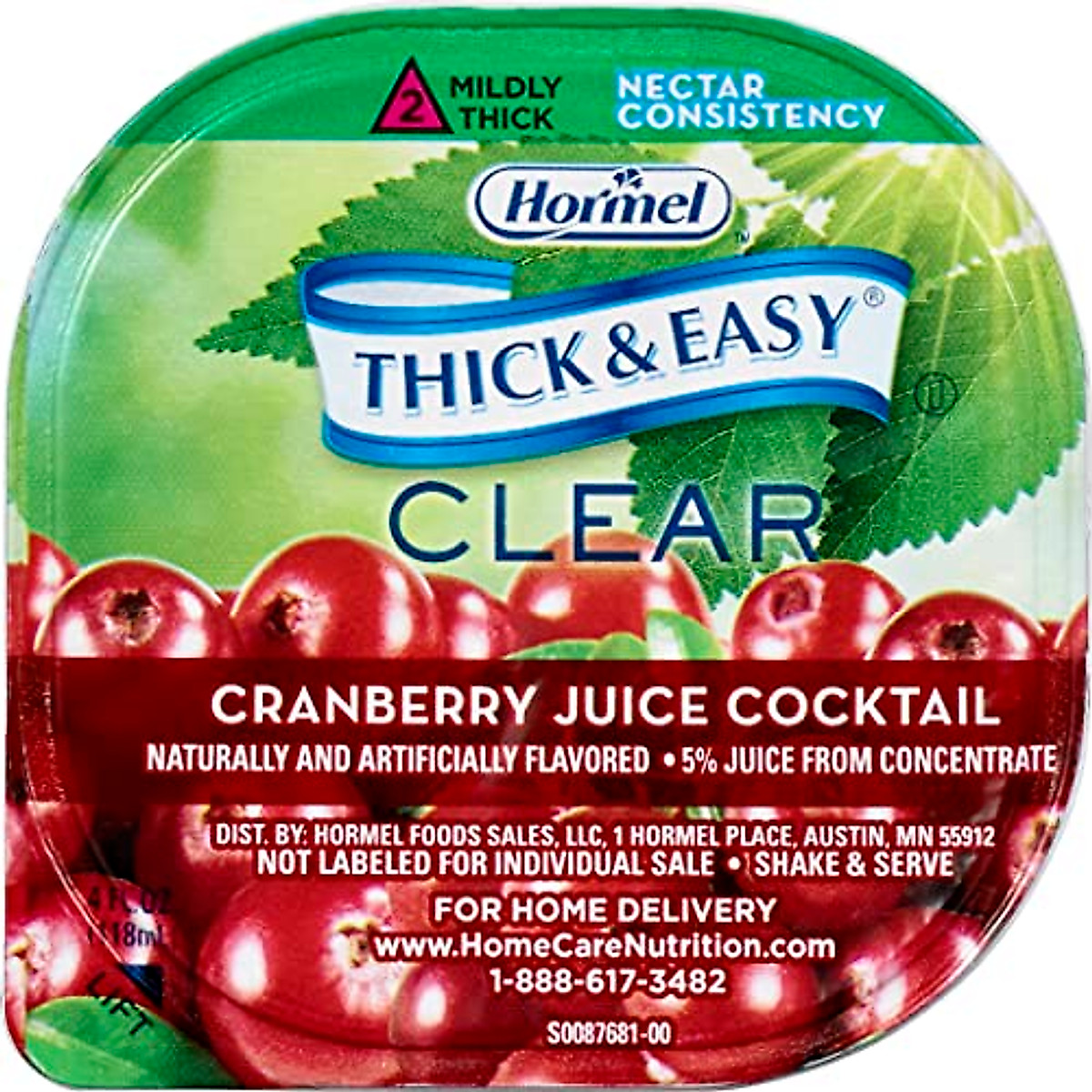 Thick & Easy Clear Thickened Cranberry Juice Cocktail, Nectar Consistency, 4 Ounce