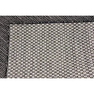 Unique Loom Collection Casual Transitional Solid Heathered Indoor/Outdoor Flatweave Area Rug, Rectangular 5' 0" x 6' 0", Black/Beige