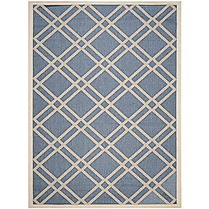 SAFAVIEH Courtyard Collection 9' x 12' Blue/Beige CY6923 Trellis Indoor/ Outdoor Waterproof Easy-Cleaning Patio Backyard Mudroom Area-Rug