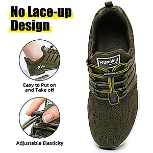 FINOTAR Men Running Shoes Lightweight Breathable Fashion Sneakers Air Mens Walking Shoes Tennis Jogging Gym Travel Outdoor Sports Shoes Green 6.5