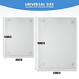 Mymonfif Tempered Glass Cutting Board for Kitchen, Clear Glass Board for Countertop, Heat Resistant, with Non-Slip Feet, 12x16" & 12x8" 2 Pcs Clear