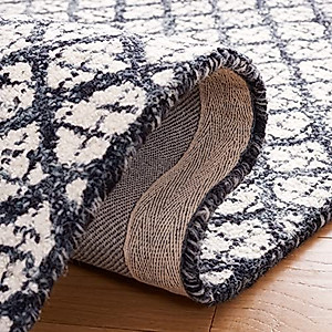 Safavieh Abstract Collection 3' x 5' Ivory/Navy ABT203N Handmade Wool Area Rug