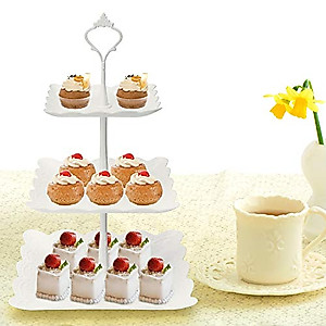 Coitak Plastic Cupcake Stands, 3 Tier Cupcake Stand, Dessert Tower Tray for Tea Party, Baby Shower and Wedding (2 Pack) (Square)