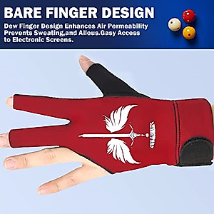 ANIMSWORD Breathable and Comfortable Billiard Pool Gloves Fits on Left Hand or Right Hand for Snooker Cue Sport Glove