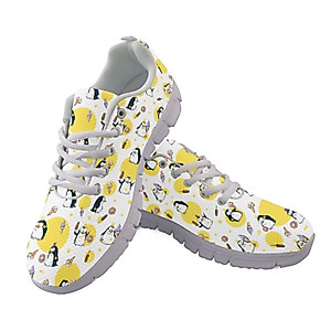 Jeiento Womens Running Shoes Lightweight Breathable Tennis Shoes Non Slip Fashion Walking Sneakers Cute Penguin Print