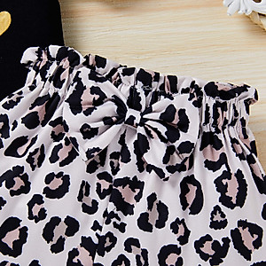 Viworld Baby Girl Two Birthday Outfits Ruffle Sleeve Wild Two Top + Leopard Shorts Set Cake Smash Summer Clothes（Leopard,2T