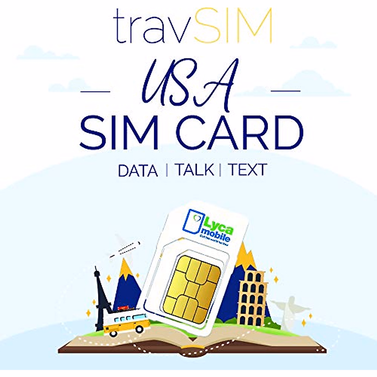 travSIM USA SIM Card (Lycamobile SIM Card) Valid for 30 Days – 6GB 3G 4G LTE Mobile Data - United States Lycamobile US SIM Card (Unlimited USA & International Calls & Texts)