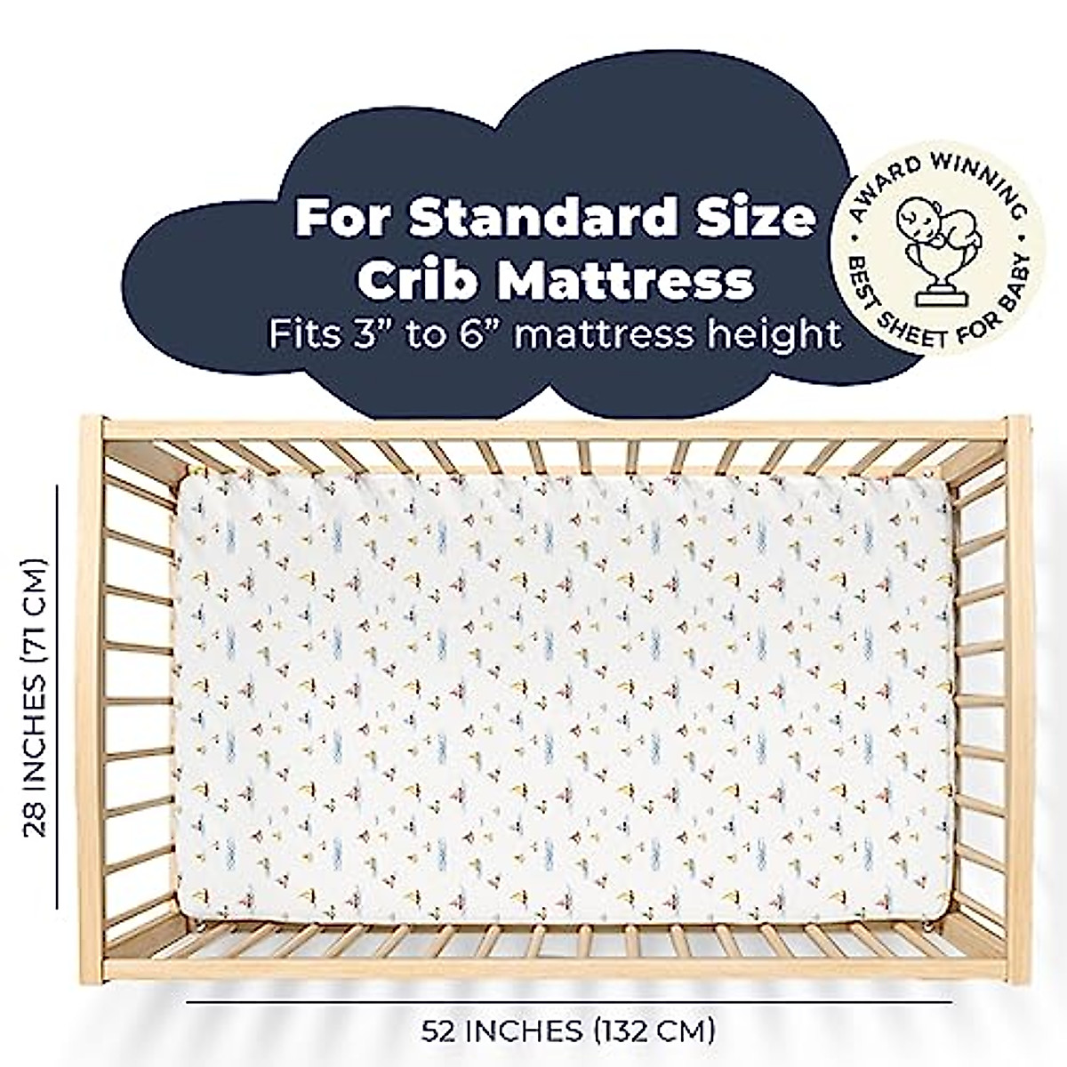 Sweave Organic Crib Sheets (2-Pack) - Breathable Double-Elastic Fitted Crib Sheet, Extra Protection for Your Baby, 100% GOTS Certified Organic Cotton, Secure & Snug Fit, Crib Sheets Neutral (28"x52")