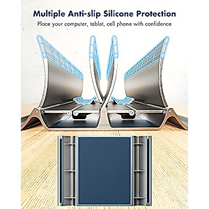 HEYZONE Vertical Laptop Stand, Dual Laptop Holder MacBook Vertical Stand,4 in 1 Gravity Laptop Dock Stand Auto Locking,Fits iPad/Surface/Chromebook/Gaming Laptops(Up to 17") (ABS Space Gray)