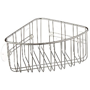 Spectrum Diversified Contempo Corner Bathroom Caddy, Rust-Resistant Bath Organizer for Soap & Shampoo Storage, Stainless Steel Shower Basket with Suction Cups