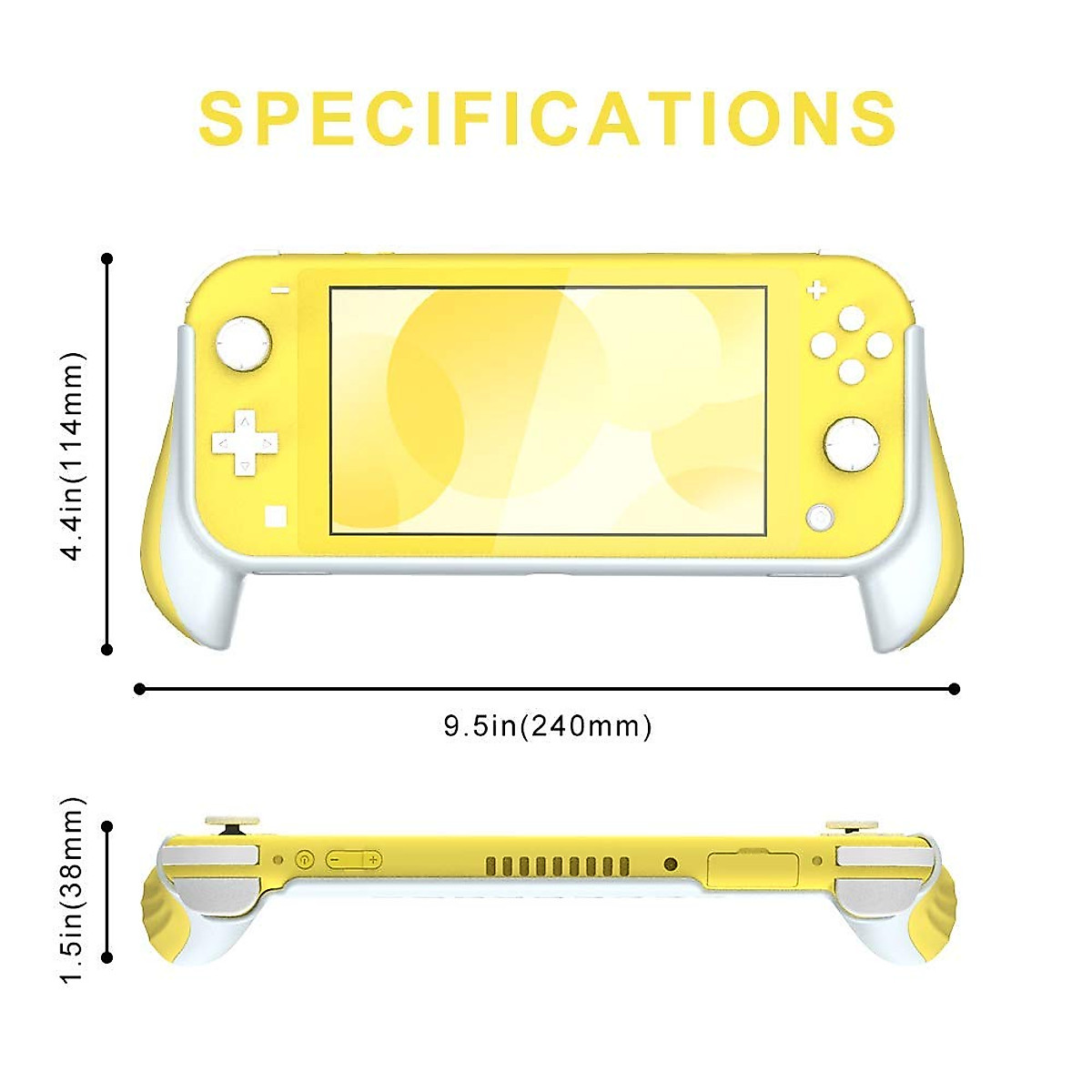 Azakio, Grip case for Nintendo Switch Lite,Ergonomic Nintendo Switch Lite Hand Grip, Accessories for Switch Lite (Yellow)