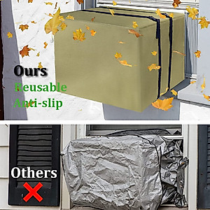 Capride Window Air Conditioner Cover for Outside Units Winter AC Unit Cover with Anti-Slip Adjustable Straps Waterproof 600D Ac Cover (25.5" W x 17" H x 21" D)