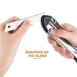 ORIENTOOLS Utility Knife Box Cutters Retractable 2-Pack Set, Snap Knife, Rust-proof Zinc Alloy Body for Heavy Duty Office, Home, Hobby for Cutting Boxes, Carpet, Rope