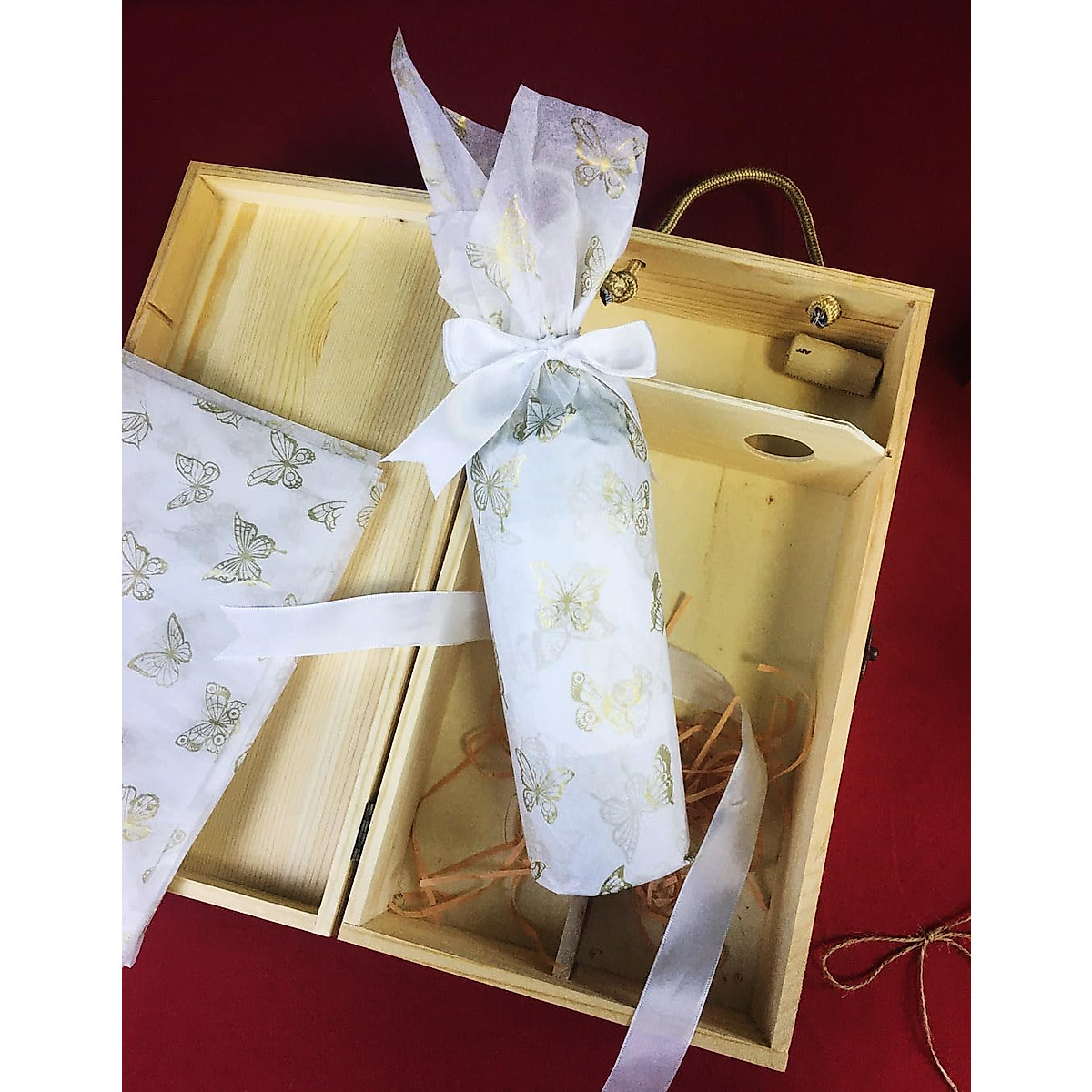 Bzumoot 50 Sheets Large Tissue Paper for Gift Bags 20 * 28 Inches White Metallic Gold Wrapping Gift Paper Butterfly Pattern Gift Wrapping Paper for Christmas Wedding Birthday Party DIY Craft