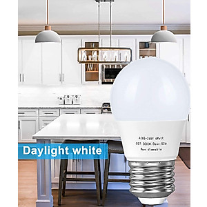 A15 Led Bulb, E26 Base Appliance Light Bulb, 6W(60 Watt Incandescent Equivalent), Ceiling Fan Light Bulbs, 550 LM, Small Lightbulbs, Non-Dimmable, 5000K Daylight, 6 Packs