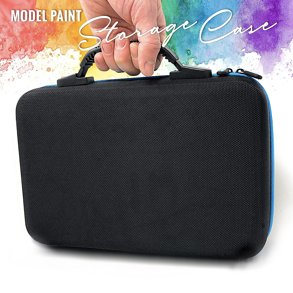 Pixiss Model Paint Storage Case Acrylic Paint Organizer Holder Tray Works with Round Top Hobby Paint Brands, Paint Rack or Paint Holder 60 Slots with 6 Fine Detail Miniatures Paint Brushes