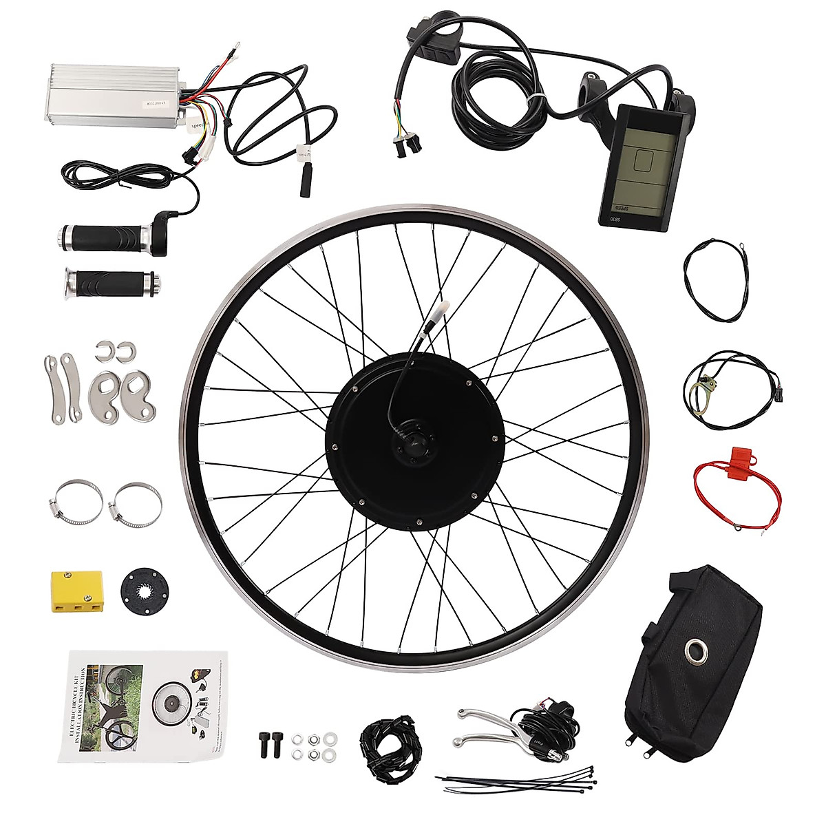 DCEHKR E-Bike Conversion Kits 48V Electric Bike Front Hub Conversion Kit Brushless and Gearless 205 Series Hub Motor 1200W Electric Bicycle Conversion Kits Suitable for 700 x 32c-42c Front Wheel