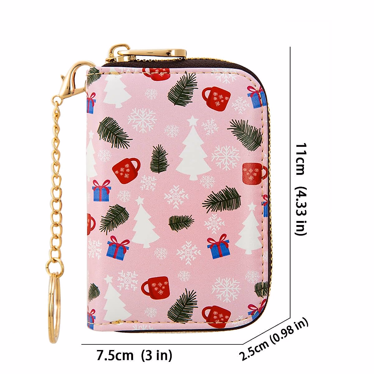 ANNAMISSI Womens Leather Wallet RFID Blocking Credit Card Holder Zipper Card Case for Ladies Girls Christmas Gift(Christmas)