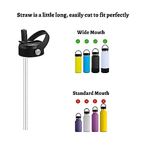 Hydro Energy [6-Pack 9.5-Inch] Replacement Straws for Hydro Flask Wide Mouth Water Bottle, 6 Straws and a 2 Straws Brushes Included