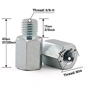 HOMESOM 1 piece Adapter for AngIe Grinder PoIisher Change Male To Female Core Bit PoIishing Pad Drill Arbor Adapter(M14 female to 5/8"-11 male)