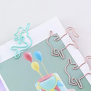 Unicorn Paper Clips, Cute Small Animal Shape Paperclips - Bookmark Clips Metal File Note Clips Page Marker for School Wedding Party Invitation Decoration - Planner Paperclips (20 pcs) (Unicorn)