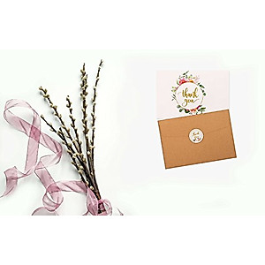 40 Floral & Gold Thank You Cards | Thank You Notes Bulk Box Set with Kraft Envelopes & Stickers | Large 4 x 6" White Greeting Cards Blank Inside | For Wedding, Graduation, Men & Women Sympathy