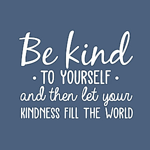 Vinyl Wall Art Decal - Be Kind to Yourself - 22" x 29" - Motivational Cute Optimistic Self Esteem Quote Sticker for Bedroom Living Room Closet Kids Room Playroom School Classroom Decor (White)