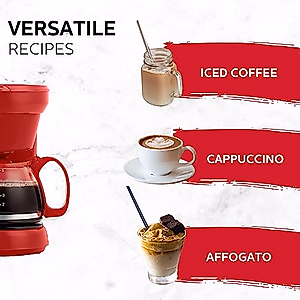 Holstein Housewares - 5 Cup Drip Coffee Maker - Convenient and User Friendly with Permanent Filter, Borosilicate Glass Carafe, Water Level Indicator, Auto Pause/Serve and Keep Warm Functions, Red