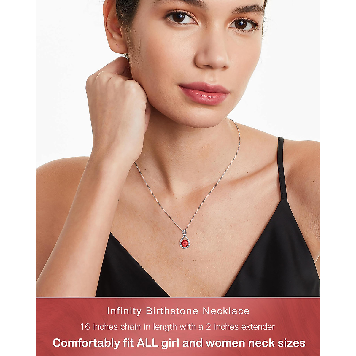 MIDDLUX Infinity Birthstone Necklaces for Women Girl, Stainless Steel, Cubic Zirconia