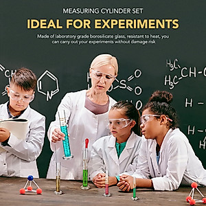 Glass Graduated Measuring Cylinders Set 5ml 10ml 25ml 100ml Thick Lab Cylinders 3 Droppers 2 1 Stirring Rod Cylinders Set