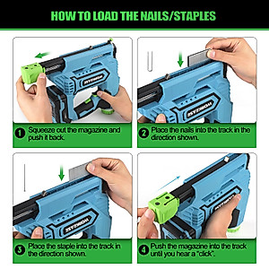 18 GA Brad Nailer Battery Powered, 2 in 1 Cordless Nail Gun with 20V 2.0Ah Battery, Fast Charger, 1500 Nails & 980 Staples, Electric Staple Gun for Furniture Woodworking