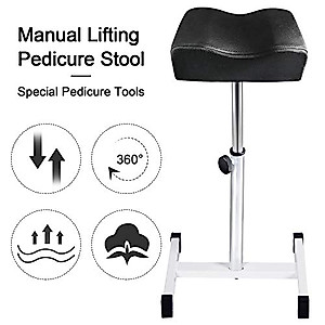 Kalolary Pedicure Manicure Footrest Adjustable Seat Height Technician Nail Equipment Salon Spa (Black)