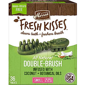 Aurora Pet Variety Pack (2) Merrick Fresh Kisses Double-Brush Small Dental Dog Treats (1) Coconut + Botanical Oils (1) Mint-Flavored Breath Strips with AuroraPet Wipes
