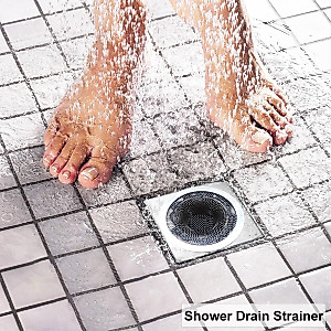 Seatery 2PCS Tub Drain Hair Catcher - 2.75 inch Shower Drain Mesh Strainer, Stainless Steel Shower Bathtub Drain Cover, Bathroom Sink Strainer Filter Basket for Bathroom Sink, Wash Basin Floor Drain