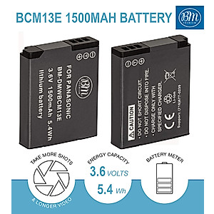 BM 2 Pack of DMW-BCM13E Batteries and Dual Battery Charger for Panasonic Lumix DC-TS7,DMC-FT5A, LZ40, TS5, TS6, TZ37, TZ40, TZ41, TZ55, TZ60, ZS27, ZS30, DMC-ZS35, DMC-ZS40, DMC-ZS45, DMC-ZS50 Camera