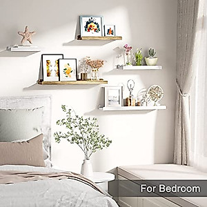 Alsonerbay White Floating Shelves Wall Mounted Set of 3, 23.6 Inch Rustic Wood Wall Shelves for Storage and Display for Bedroom Living Room Bathroom Kitchen Office and More