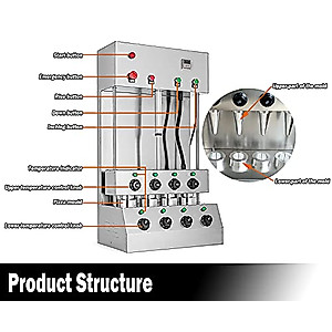 TXMACHINE® 4 cone maker machine kitchen pizza cone machine 3KW Pizza Making Machines for pizza restaurant with pizza oven,Display food warmers (110V/60HZ, cone maker+oven+Display Cabinet)