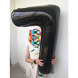 Black 6 Balloons,40 Inch Birthday Foil Balloon Party Decorations Supplies Helium Mylar Digital Balloons (Black Number 6)