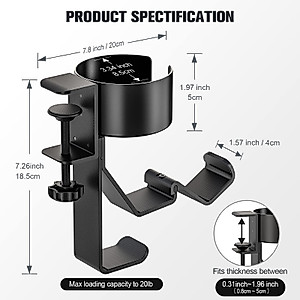TOCiTAA New Controller Holder with Headphone Hanger, 3 in 1 Desk Cup Holder with Headphone Stand, Controller Stand Gaming Accessories, Game Controller Stand Holder for Xbox, PS4, PS5, PC, Switch