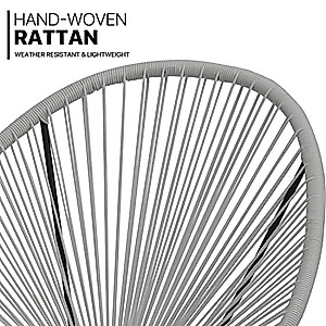 MoNiBloom 3 Piece Outdoor Seating Acapulco Chair, Modern Patio Furniture Outdoor Conversation Set, Glass Top Table and 2 Metal Steel Chairs for Garden Poolside Balcony, Weight Capacity 250 lbs, Grey