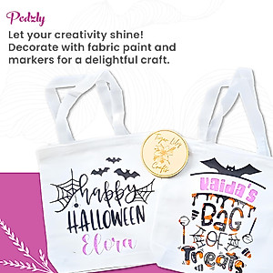 Podzly DIY Blank Canvas Tote Bags - Set of 12 Small 12" x 10" White Plain Totes for Crafting, Decorating, and Personalizing - Unleash Your Creativity with Premium Quality, Compact Design