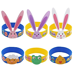 JOYIN 12 Pcs Easter Foam Headband for Easter Apparel Craft Kits with Rabbit Bunny, Chick, Frog, Lamb Headband for Hat & Mask Pretend Play, Dress-Up Party Accessory, and Theme Party