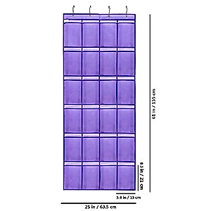 ANIZER Over The Door Hanging Shoe Organizer Shoe Rack Hanger 24 Large Fabric Pockets Holder with 4 Sturdy Hooks (PURPLE)